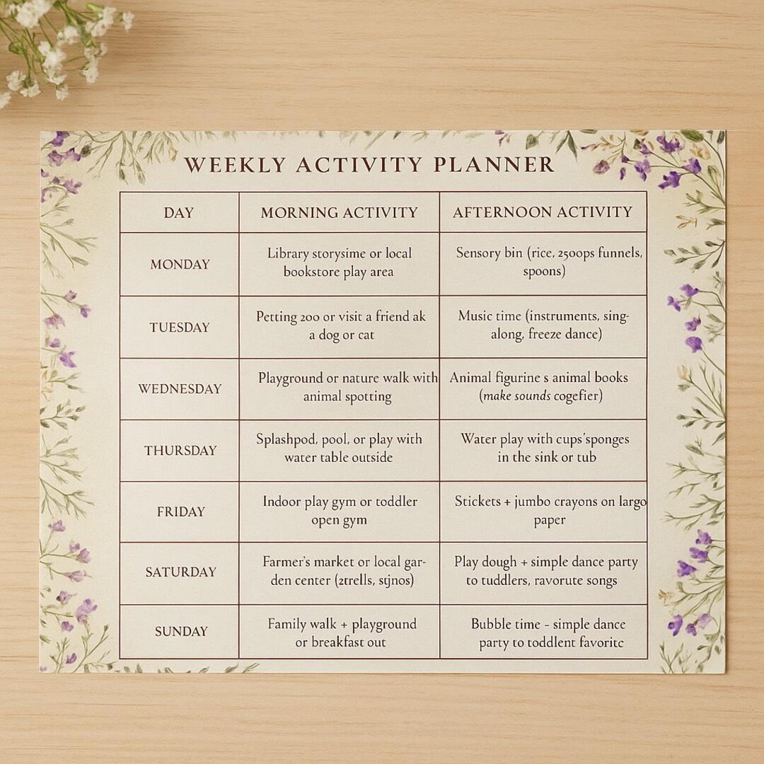 Printable Toddler Activity Planner | Weekly Schedule for Moms ...