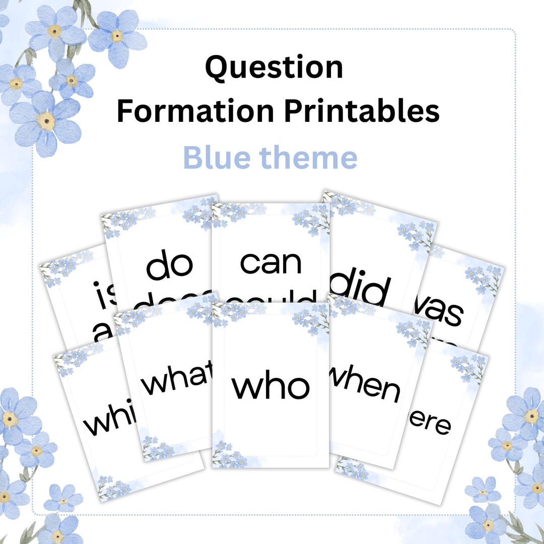 English Question Formation Posters BLUE - 70 Pages ESL Grammar Poster ...