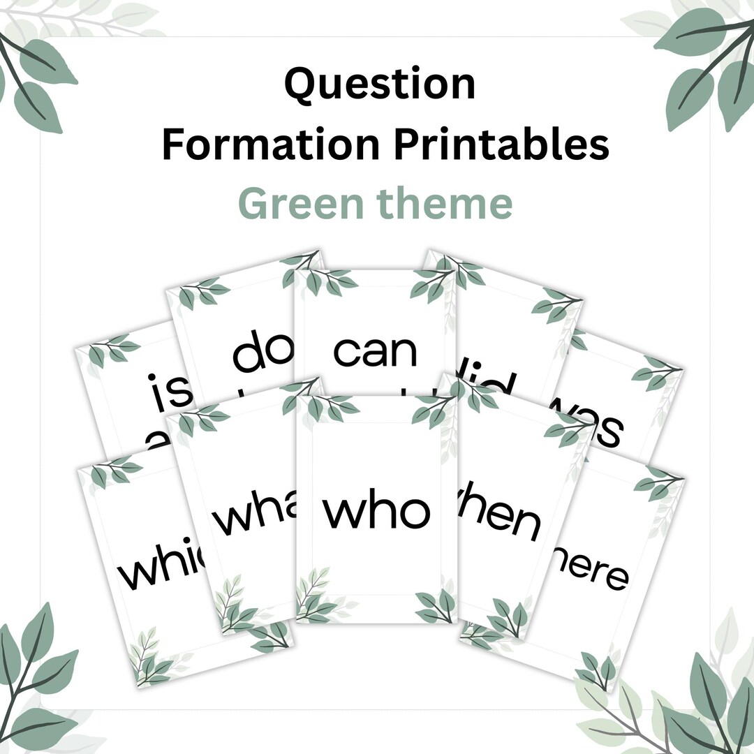 English Question Formation Posters GREEN, 70 Pages ESL Grammar Poster ...
