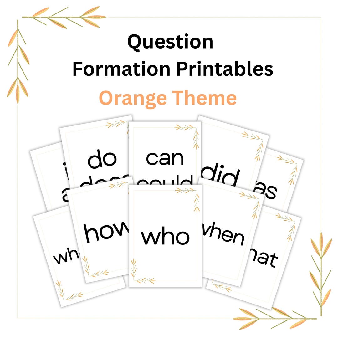 English Question Formation Posters ORANGE 70 Pages ESL Grammar Poster ...
