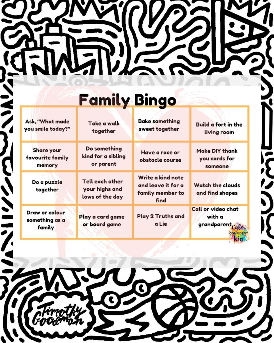 Family Bingo Printable Game: Confidence & Connection Activity (digital ...