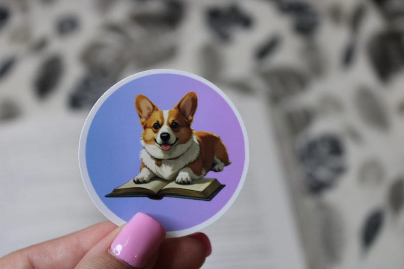 Corgi Reading Book Sticker - Etsy