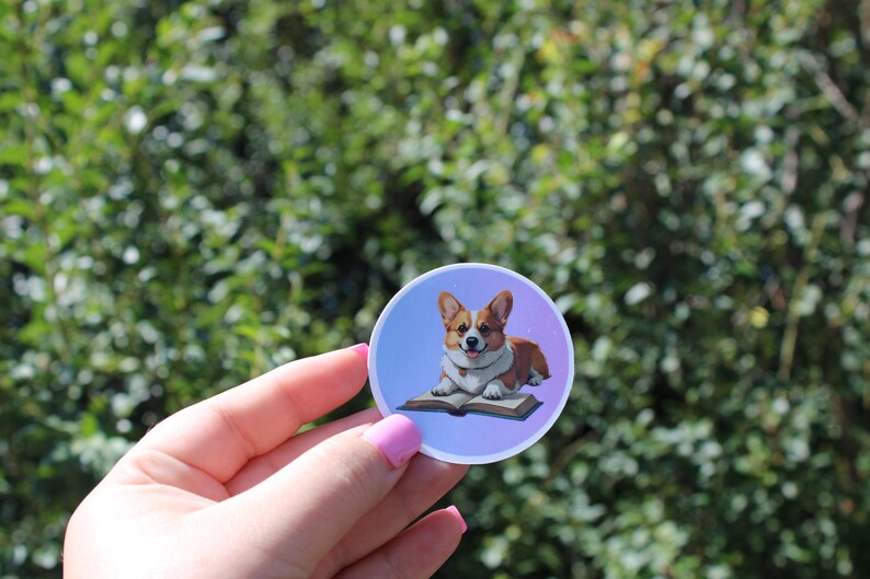 Corgi Reading Book Sticker - Etsy