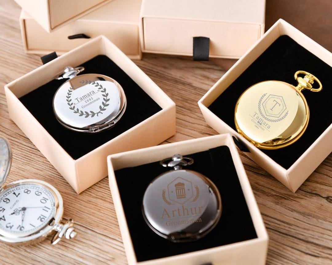 Personalized Pocket Watch Best Man Gifts, Custom Pocket Watch With ...