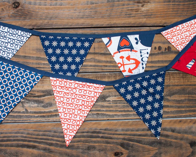 Nautical, by the Sea - Fabric Flag Bunting - Etsy