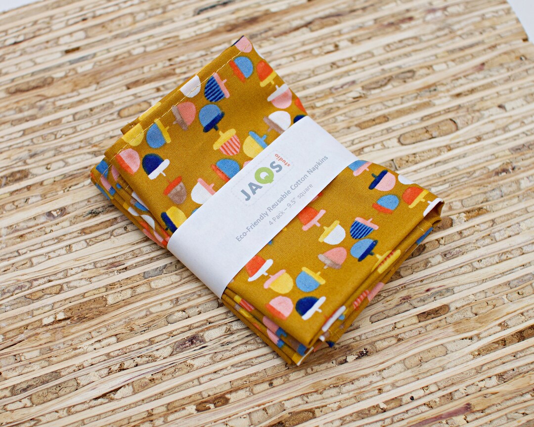 Small Cloth Napkins - Set of 4 (nb620s) - Mustard Autumn Acorn Modern ...
