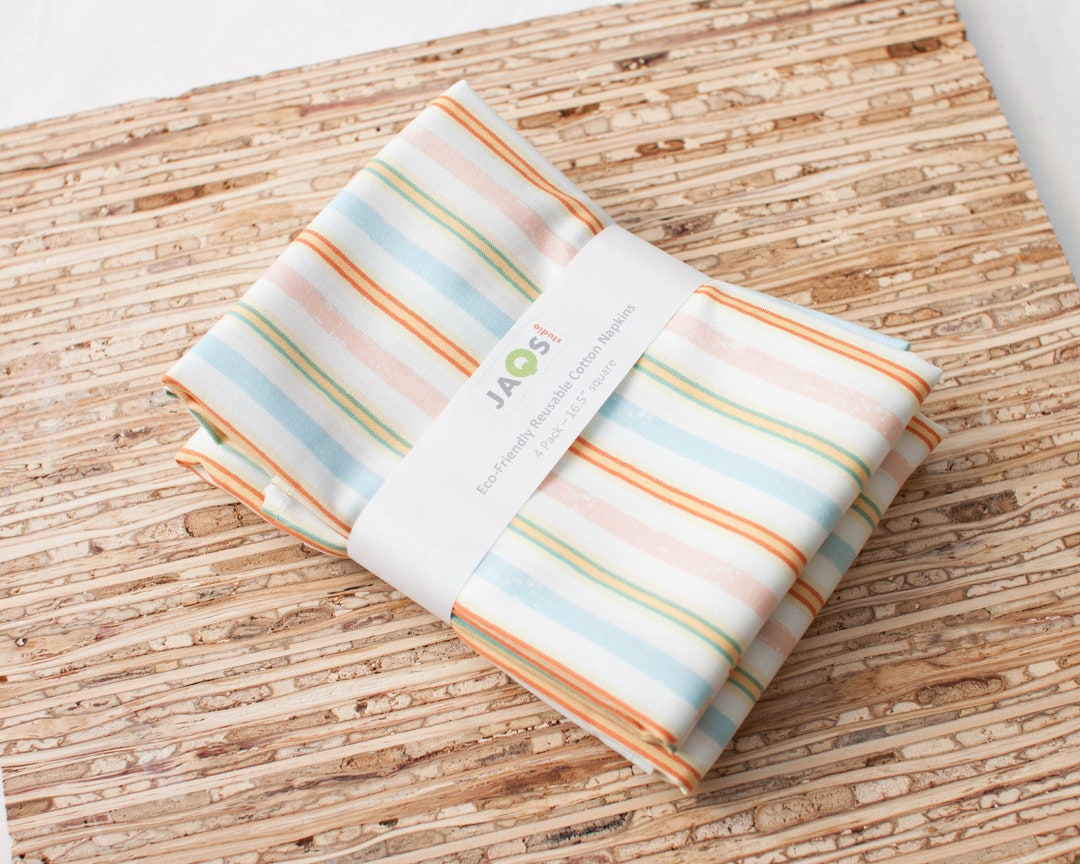 Large Cloth Napkins - Set of 4 - (N9179) - Stripe Modern Reusable ...