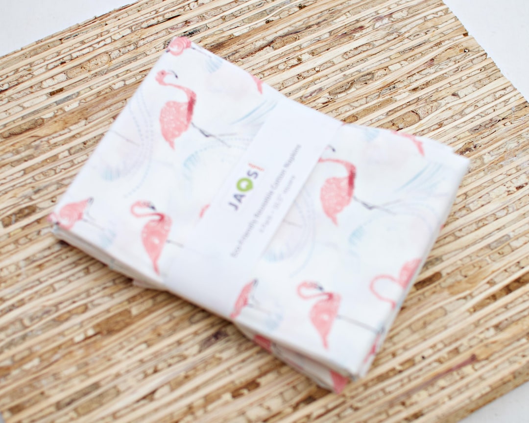 Large Cloth Napkins - Set of 4 - (NH421) - Flamingo White Reusable ...