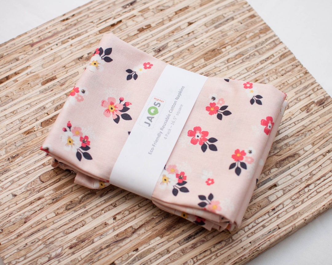 Large Cloth Napkins - Set of 4 - (N5285) - Little Pink Floral Modern ...