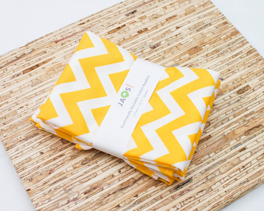 Large Cloth Napkins - Set of 4 - (N4310) - Yellow Chevron Zig Zag ...
