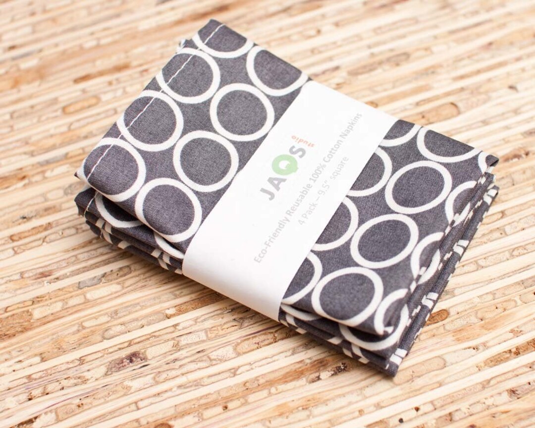 Small Cloth Napkins Set of 4 n314s Gray Circle Modern Reusable Fabric ...