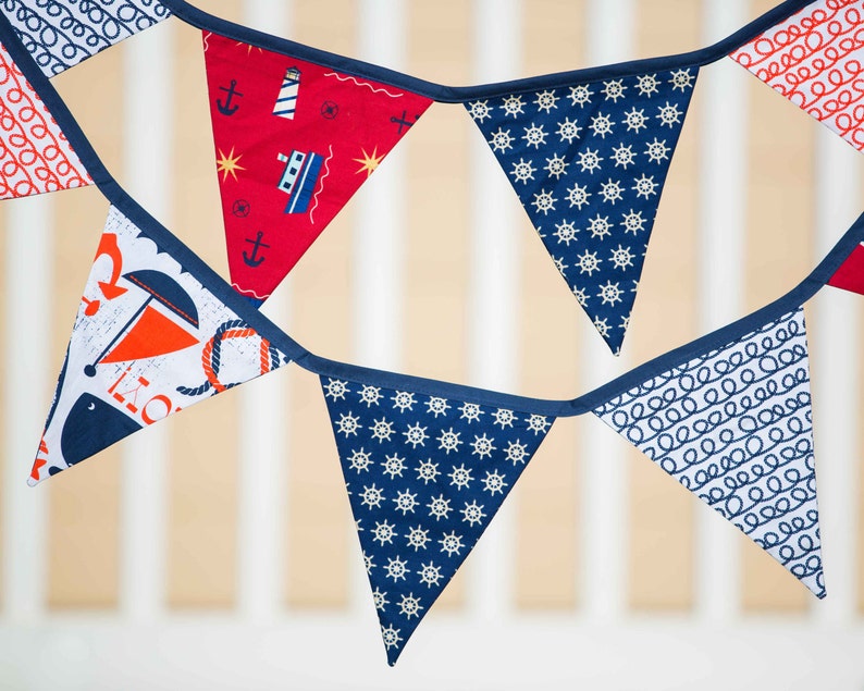 Nautical, by the Sea - Fabric Flag Bunting - Etsy