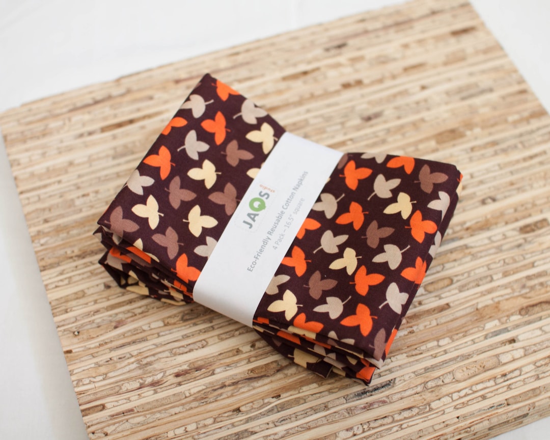 Large Cloth Napkins - Set of 4 - (N1286) - Brown Autumn Leaves Modern ...