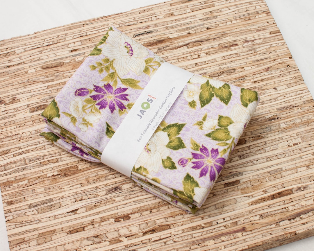 Large Cloth Napkins - Set of 4 - (N6153) - Swirl Lavender Floral Modern ...