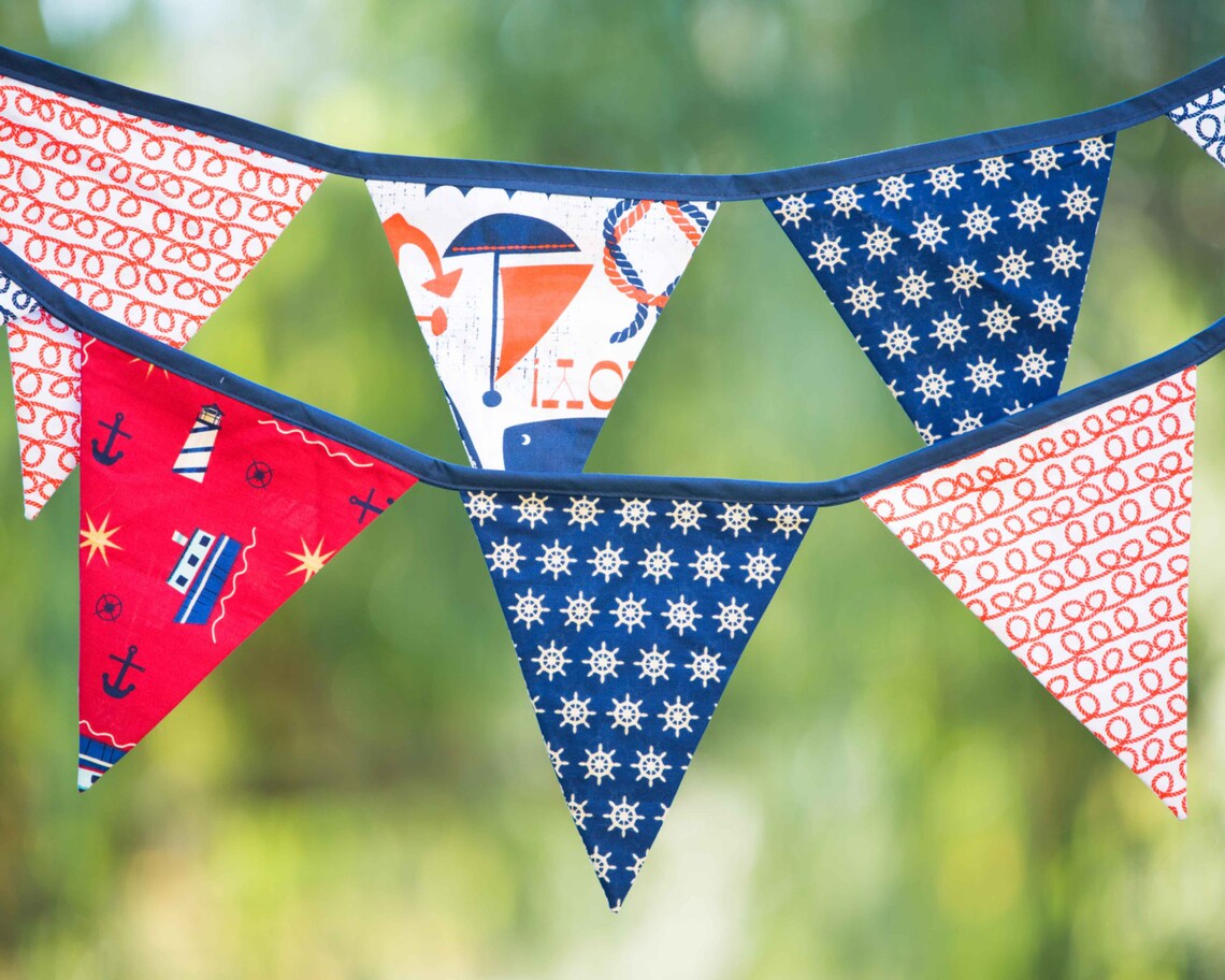 Nautical, by the Sea - Fabric Flag Bunting - Etsy