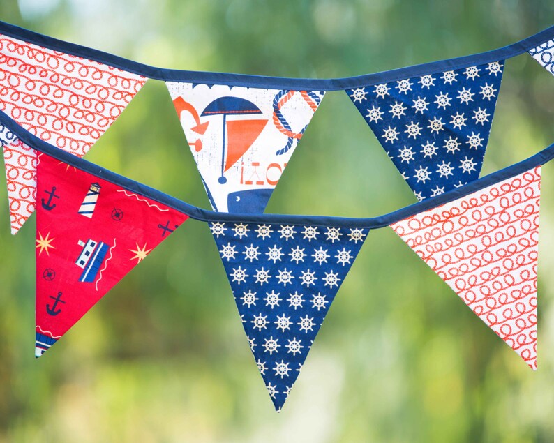 Nautical, by the Sea - Fabric Flag Bunting - Etsy