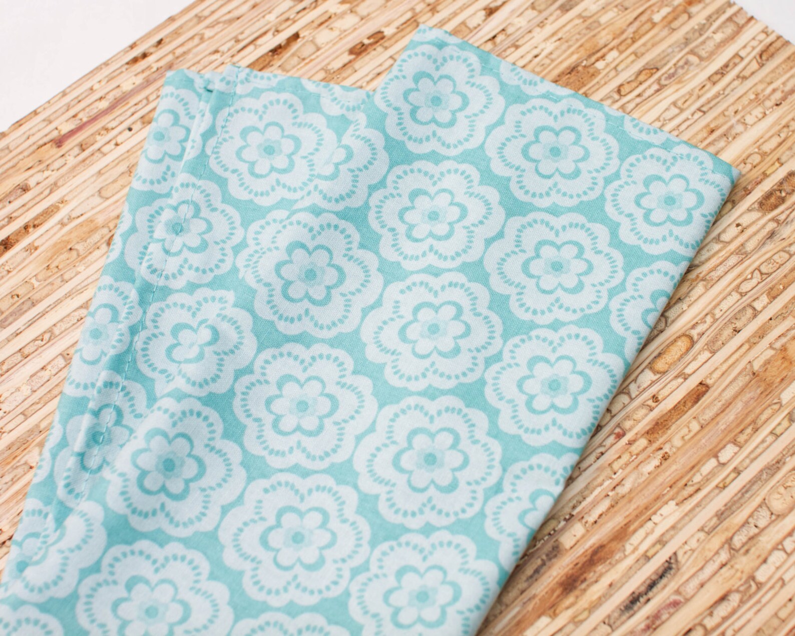 Large Cloth Napkins - Set of 4 - (N3492) - Aqua Flower Modern Reusable ...