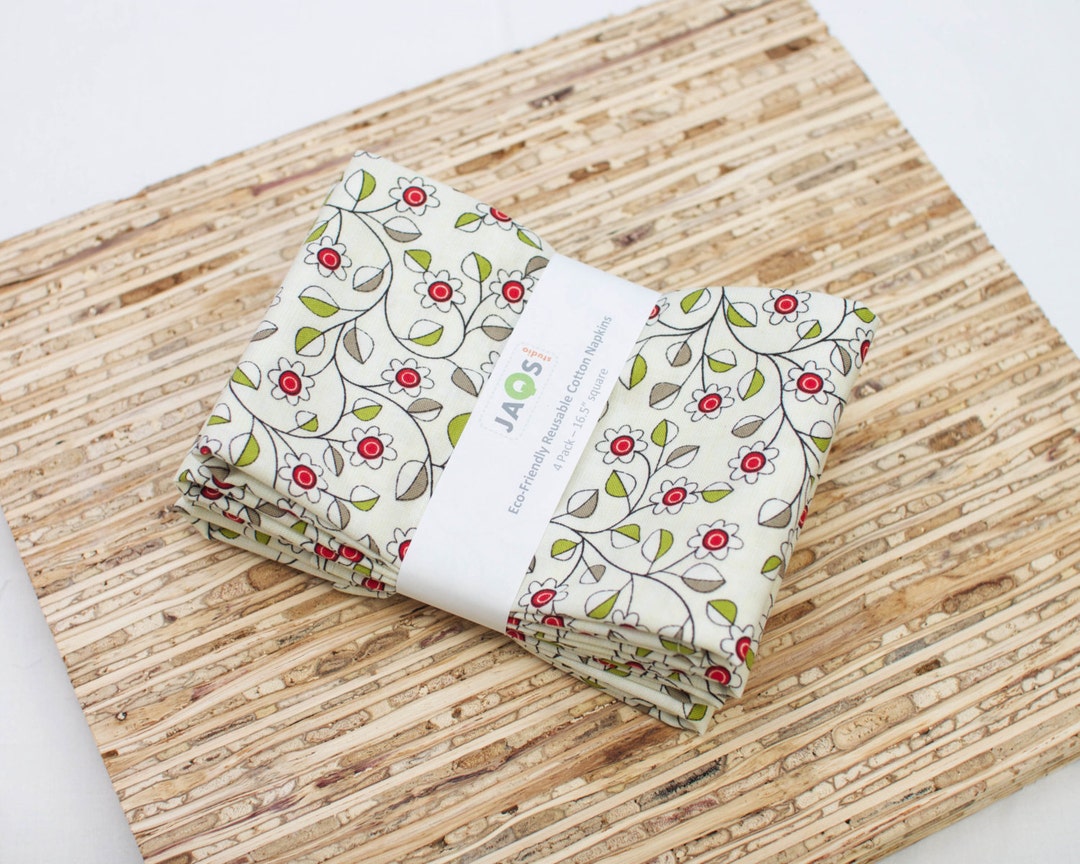 Large Cloth Napkins - Set of 4 - (N3723) - Flower Floral Modern ...