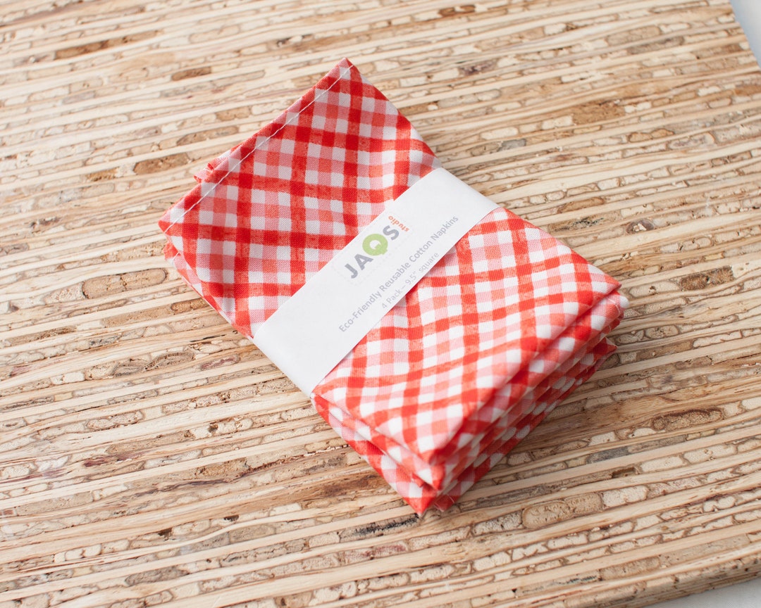 Small Cloth Napkins - Set of 4 - (N9800) - Red Plaid Print Modern ...