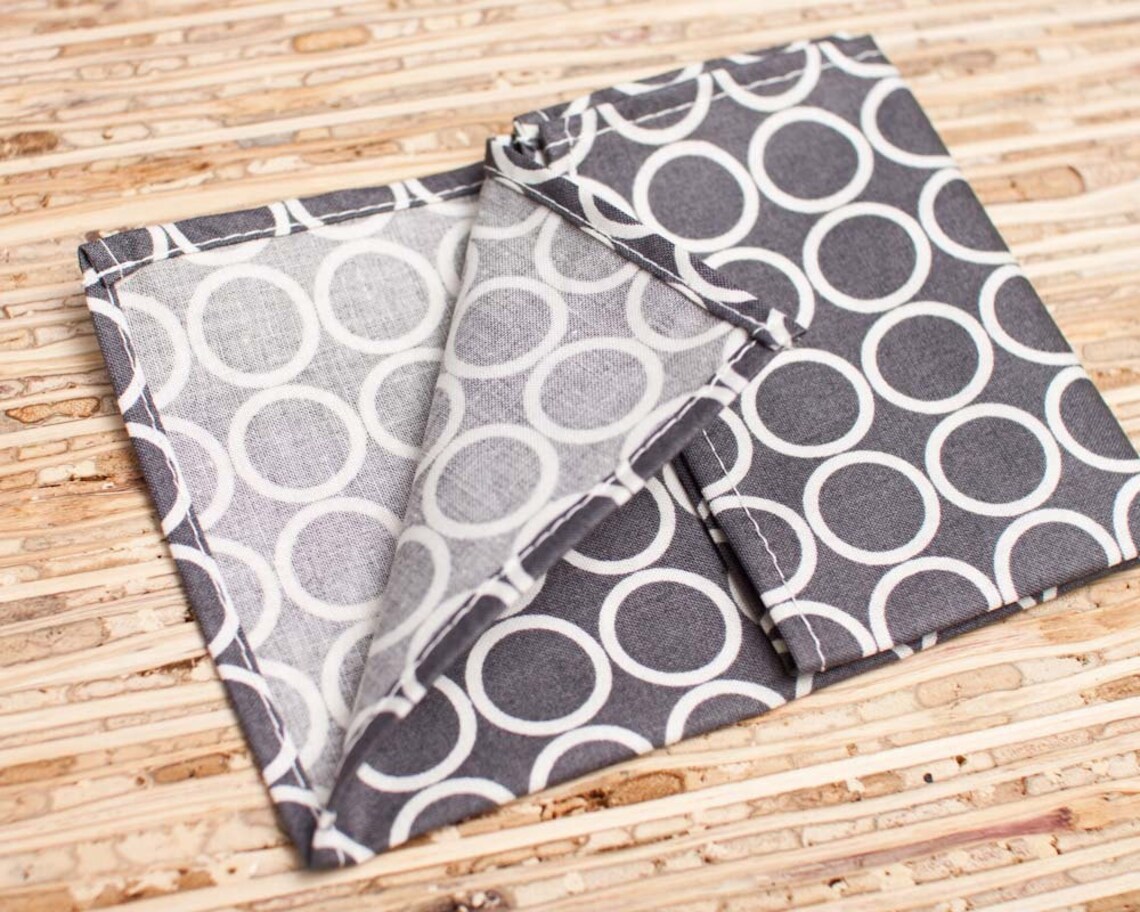 Small Cloth Napkins Set of 4 n314s Gray Circle Modern - Etsy