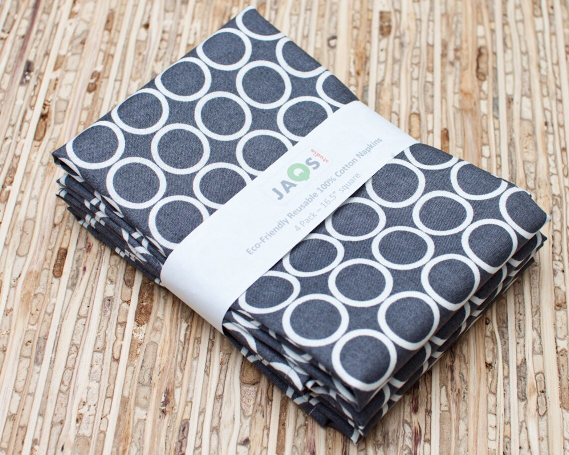 Large Cloth Napkins - Set of 4 - (N314) - Pewter Gray Modern Reusable ...