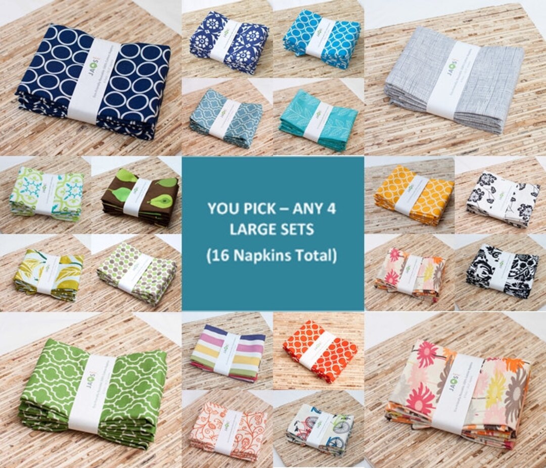 You Pick and Choose Any 4 LARGE Sized Pack Cloth Reusable Napkins - 4 ...
