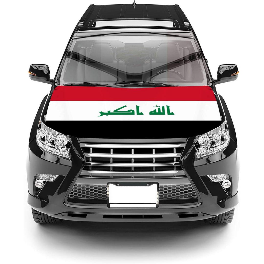 Iraq Flag Car Hood Cover – Iraqi National Flag Auto Bonnet Cover ...