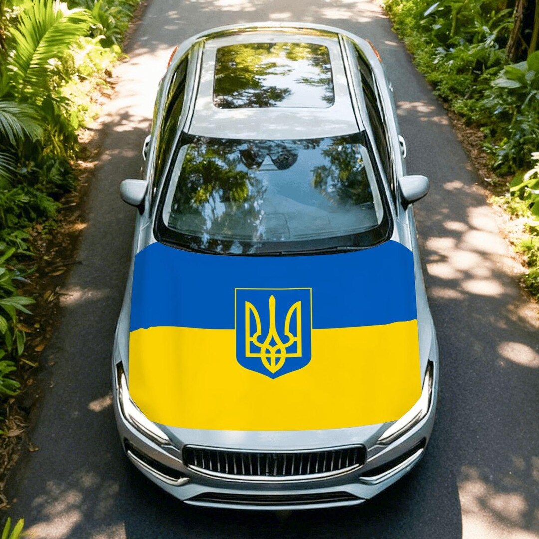 Ukraine Flag Car Hood Cover – Ukrainian Trident Auto Bonnet Wrap ...