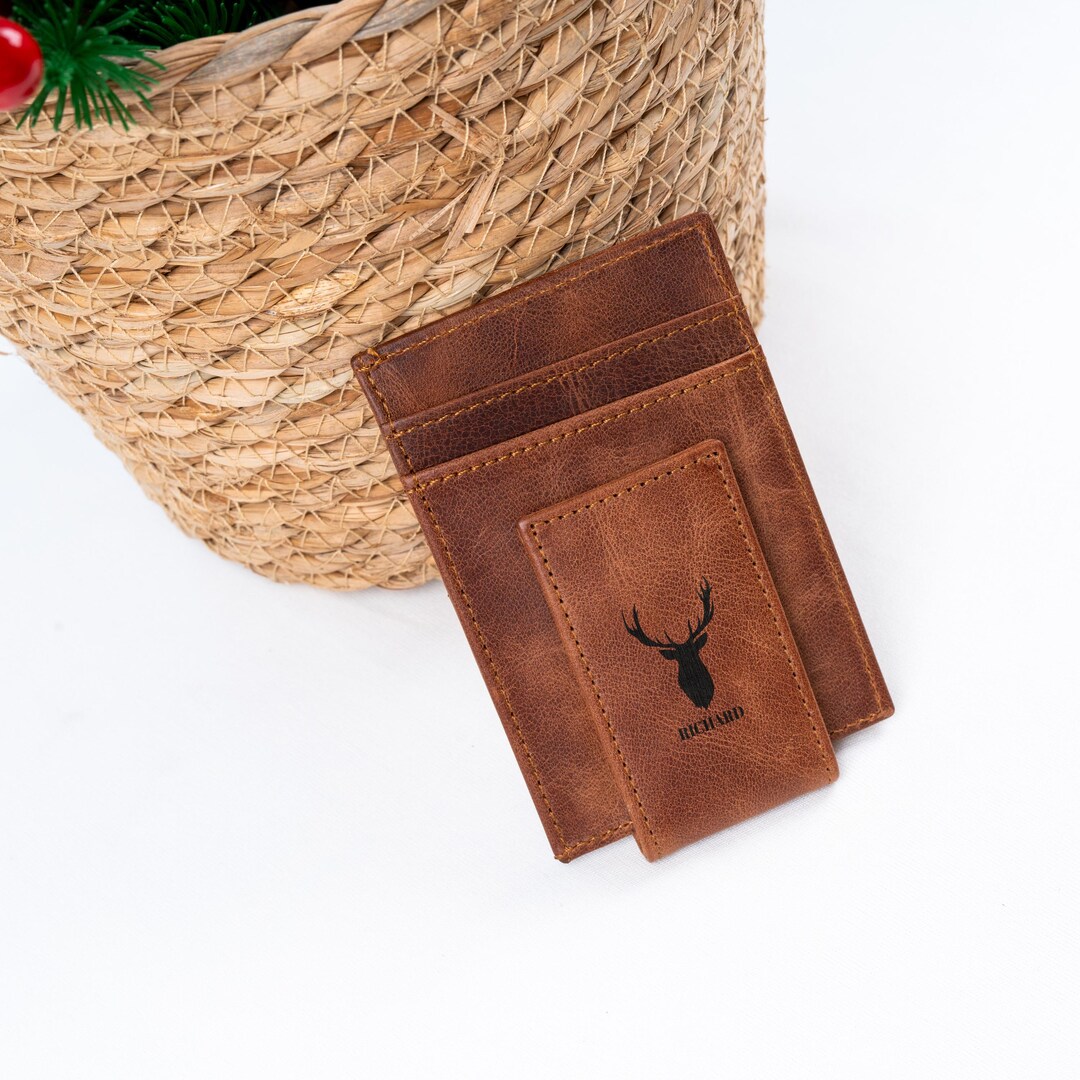 Personalized Leather Deer Wallet: Engraved Slim Hunting Wallet With ...