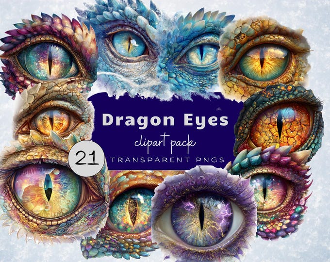 Dragon Eye Clipart Fantasy Dragon PNG Bundle Closeup Eye Graphics PNG ...