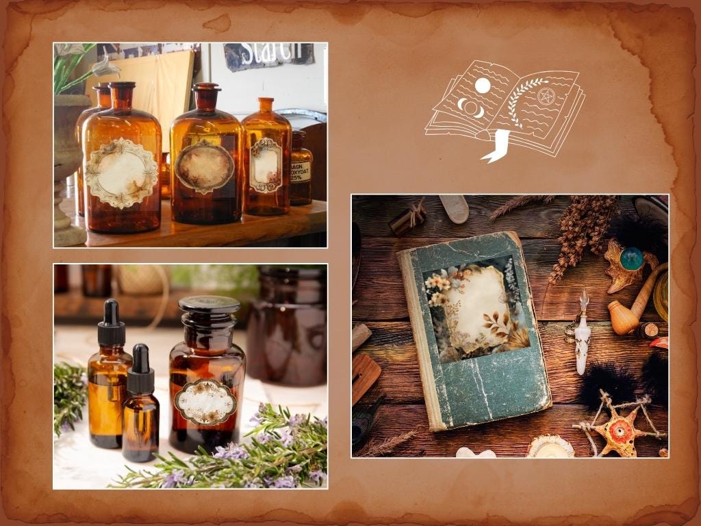 Witchy Botanical Labels: Tea-stained PNG Stickers for Junk Journals ...