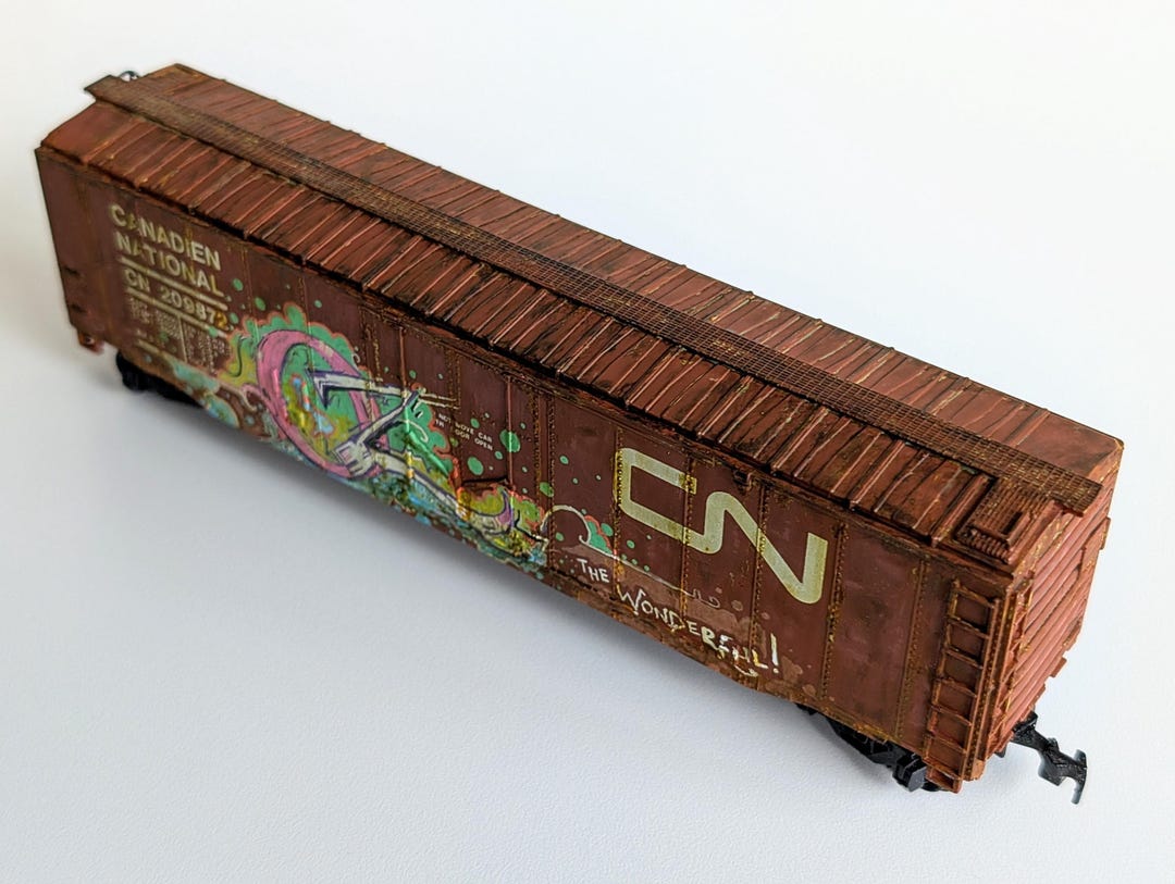 Graffiti CN Boxcar - HO Scale Train - Weathered - Etsy