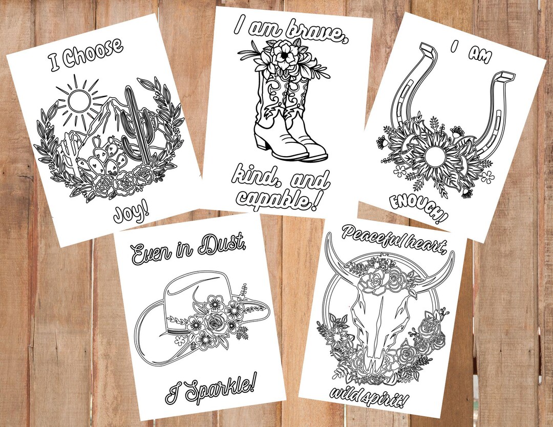 Western Affirmation Coloring Pages I Confidence & Self Esteem 5-pack I ...