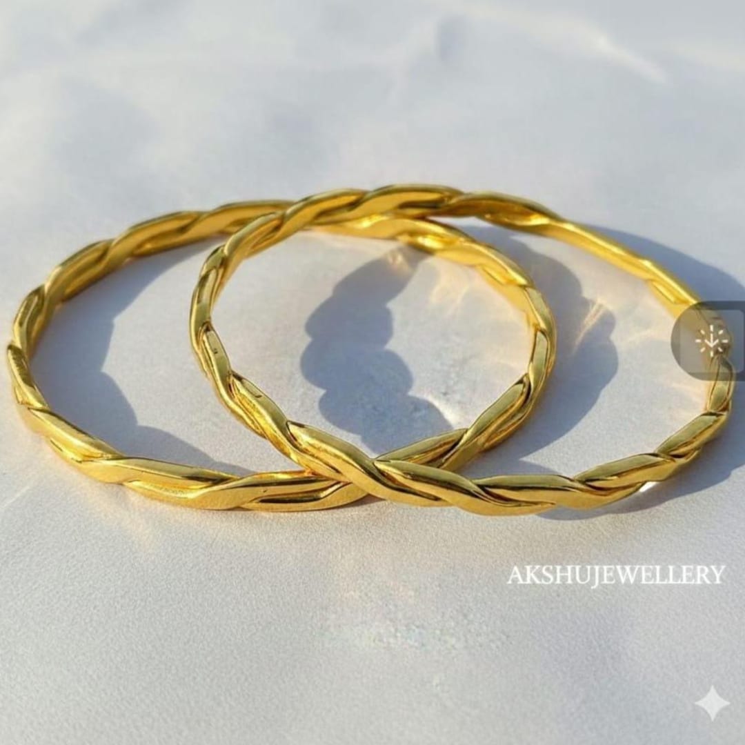 Handmade Thai Gold-plated Twisted Bangle – Elegant Oval Design - Etsy