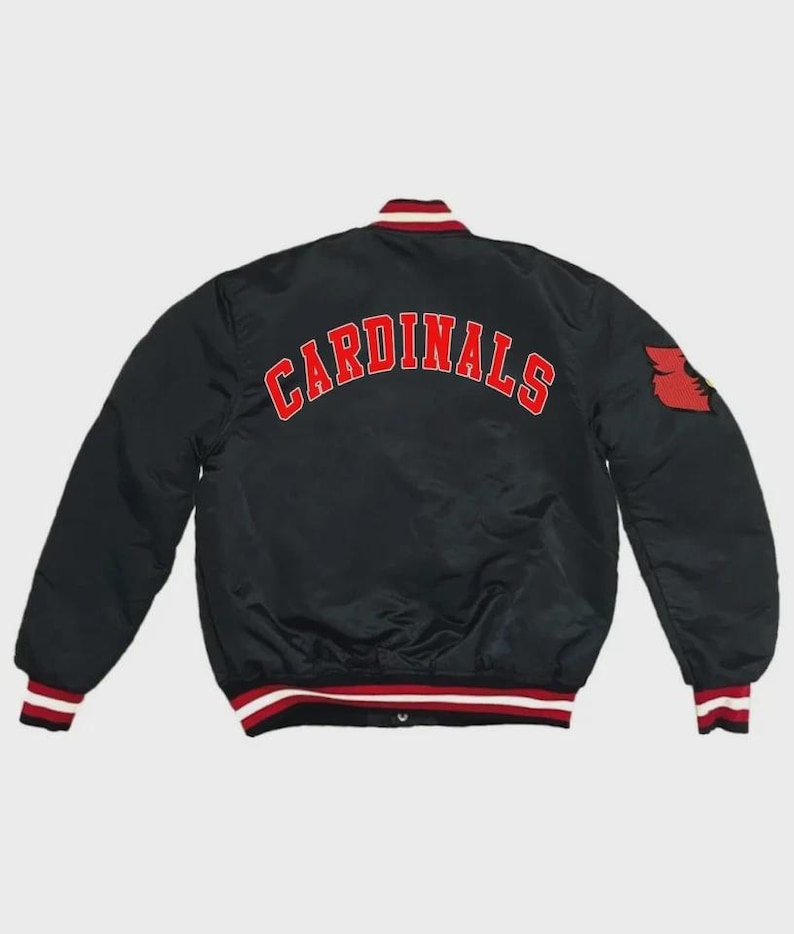 Vintage 90s Louisville Cardinals Black Satin Varsity Bomber Jacket ...
