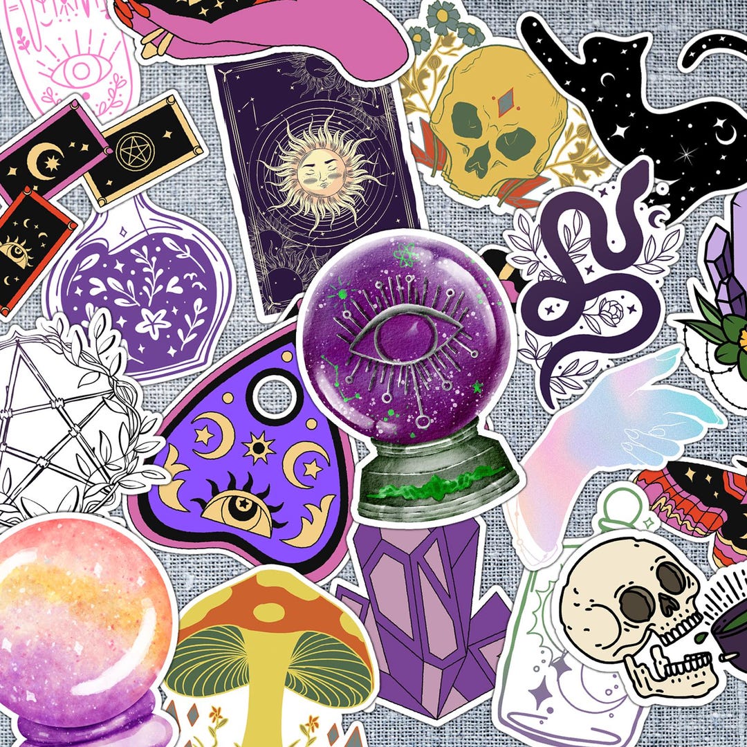 Witch Goth Celestial Sticker Pack, 20 Stickers for Cups, Bottles ...