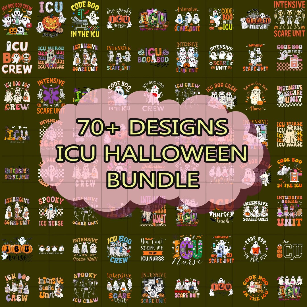 70+ ICU Halloween Png Bundle, Boo Crew, Spooky Nurse, Fall Medical ...