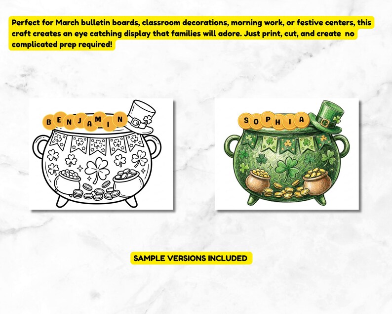 St Patrick’s Day Pot of Gold Name Craft, Bulletin Board Activity ...