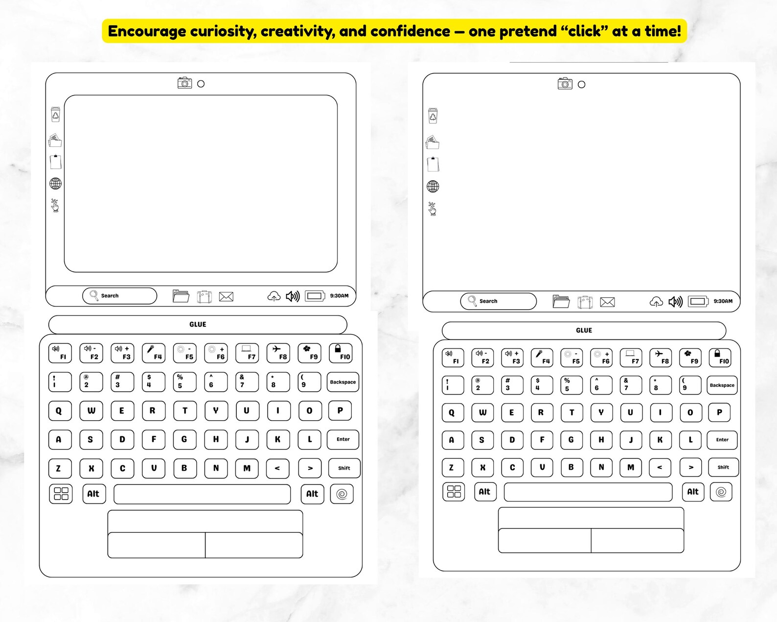 Printable Laptop Craft for Kids | Paper Computer | Montessori Pretend ...