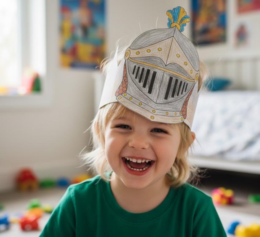 Knight Paper Helmet Crown Template Fantasy Party Headband Coloring ...