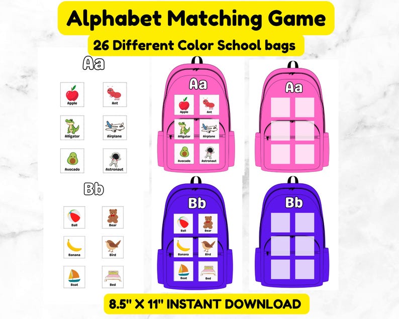 ABC Matching Activity for Kids, Alphabet Busy Book, Preschool Learning ...