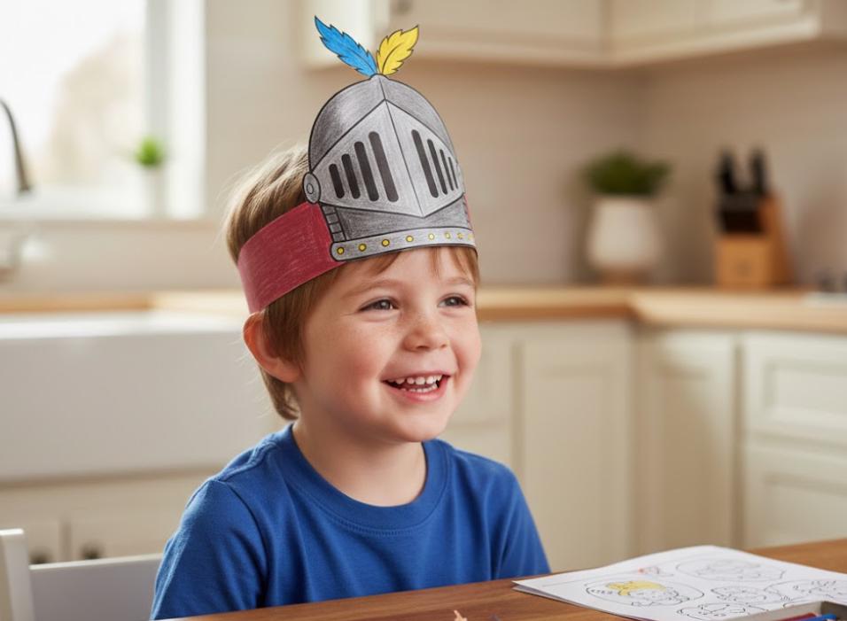 Knight Paper Helmet Crown Template Fantasy Party Headband Coloring ...