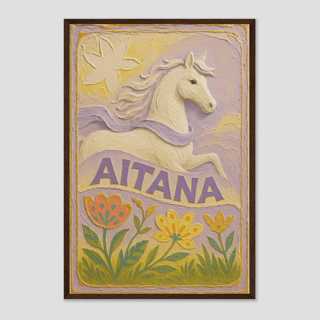 Aitana Princess Horse Meadow Kids Wall Art - Etsy