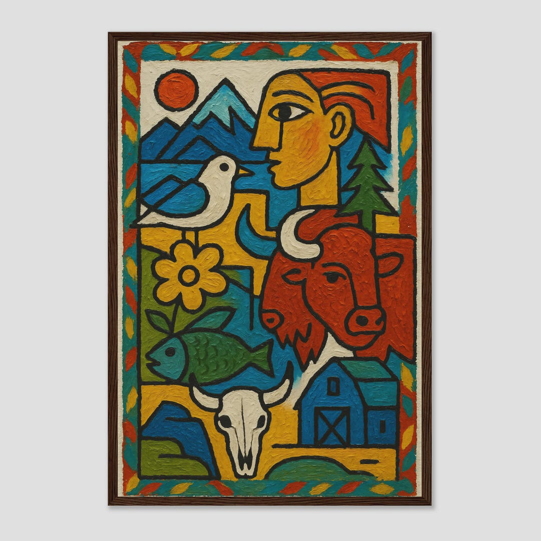 Kalispell Mountain Cubist Wall Art Print - Etsy