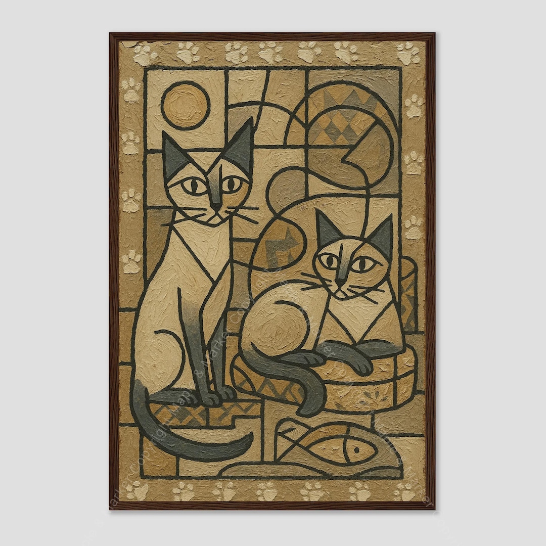 Balinese Cat Wall Art Abstract Neutral Print - Etsy