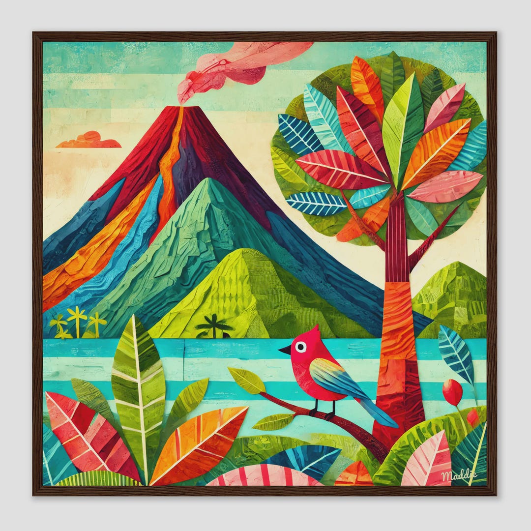 Mount Pelee Volcano Collage Wall Art Print - Etsy