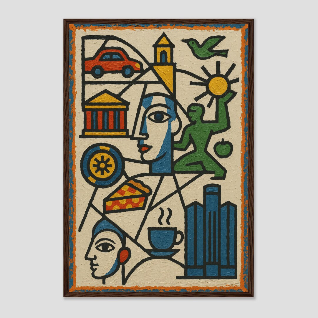 Detroit Cubist Abstract City Wall Art Print - Etsy