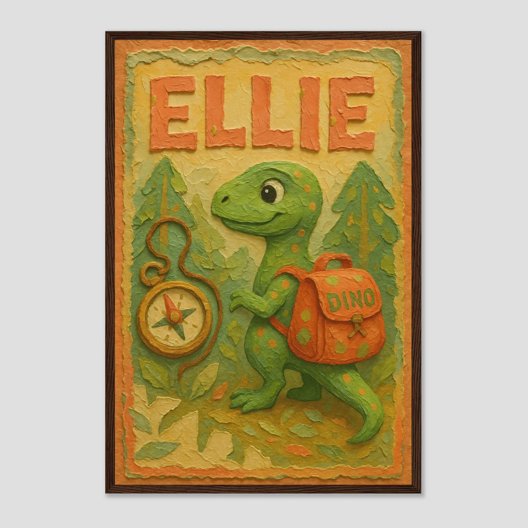 Ellie Little Raptor Explorer Nursery Wall Art - Etsy