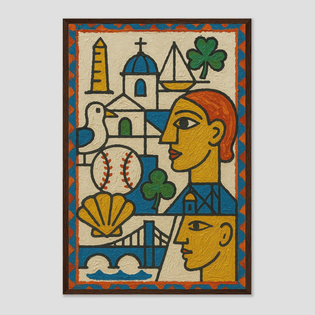 Boston Cubist City Abstract Wall Art Print - Etsy