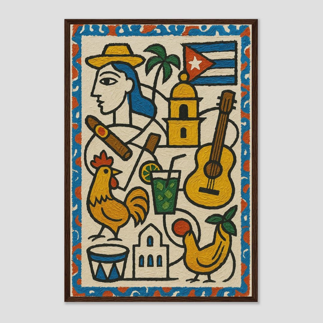 Santiago De Cuba Coastal Cubist Abstract Wall Art - Etsy